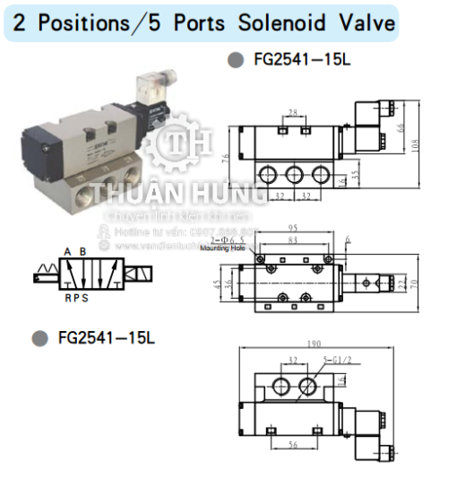 Van Điện Từ Khí Nén STNC FG2541-15L (Ren 21, Van Solenoid 5/2)