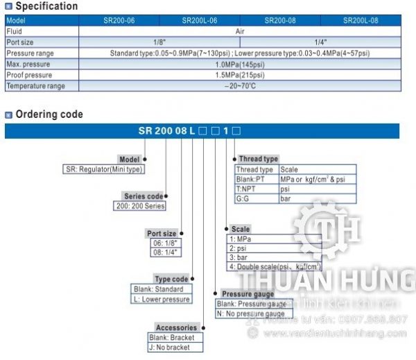 Van Điều Áp Khí Nén AIRTAC SR200-08 (Van Chỉnh Áp Suất Khí Nén)