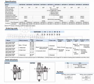 Bộ lọc khí nén Airtac GAFC200-08 | bộ tách nước máy nén khí