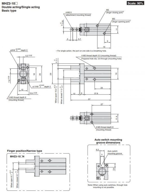 Xi Lanh Kẹp MHZ2-10D MHZ2-16D MHZ2-20D - Khí Nén Thuận Hưng