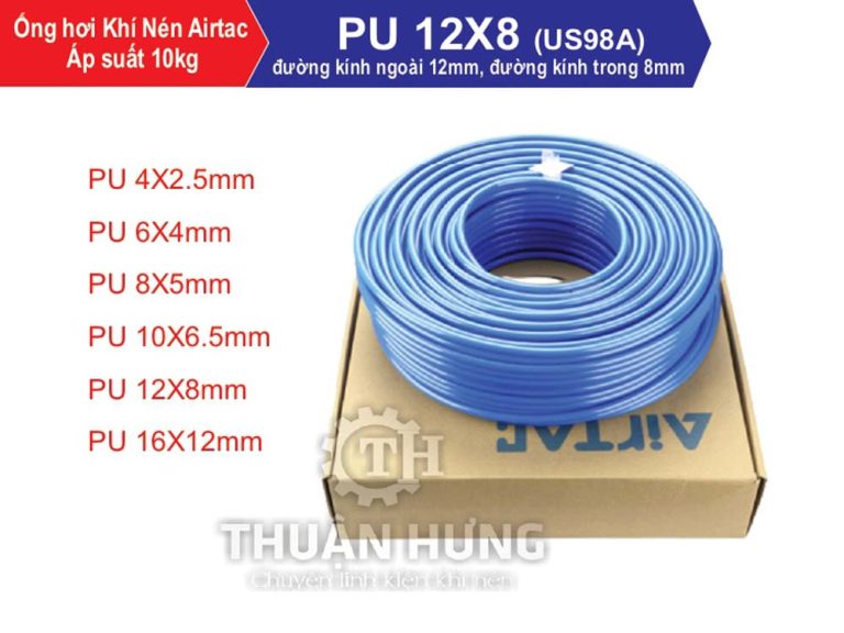 Ống hơi Airtac PU 12x8 (dây hơi khí nén phi 12 US98A)