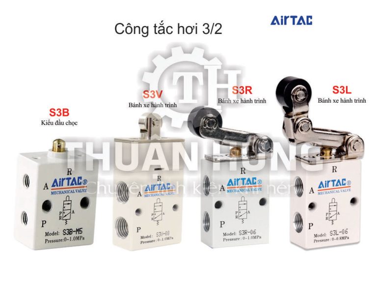 Công Tắc Hơi Airtac S3PF-M5, S3PF-06, S3PF-08 (Công Tắc Hành Trình 3/2)