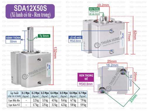 kich-thuoc-xi-lanh-khi-nen-airtac-sda12x50s - Khí Nén Thuận Hưng